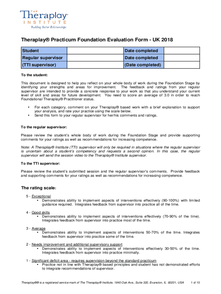 Fillable Online Theraplay Practicum Foundation Evaluation Form Fax Email Print - pdfFiller