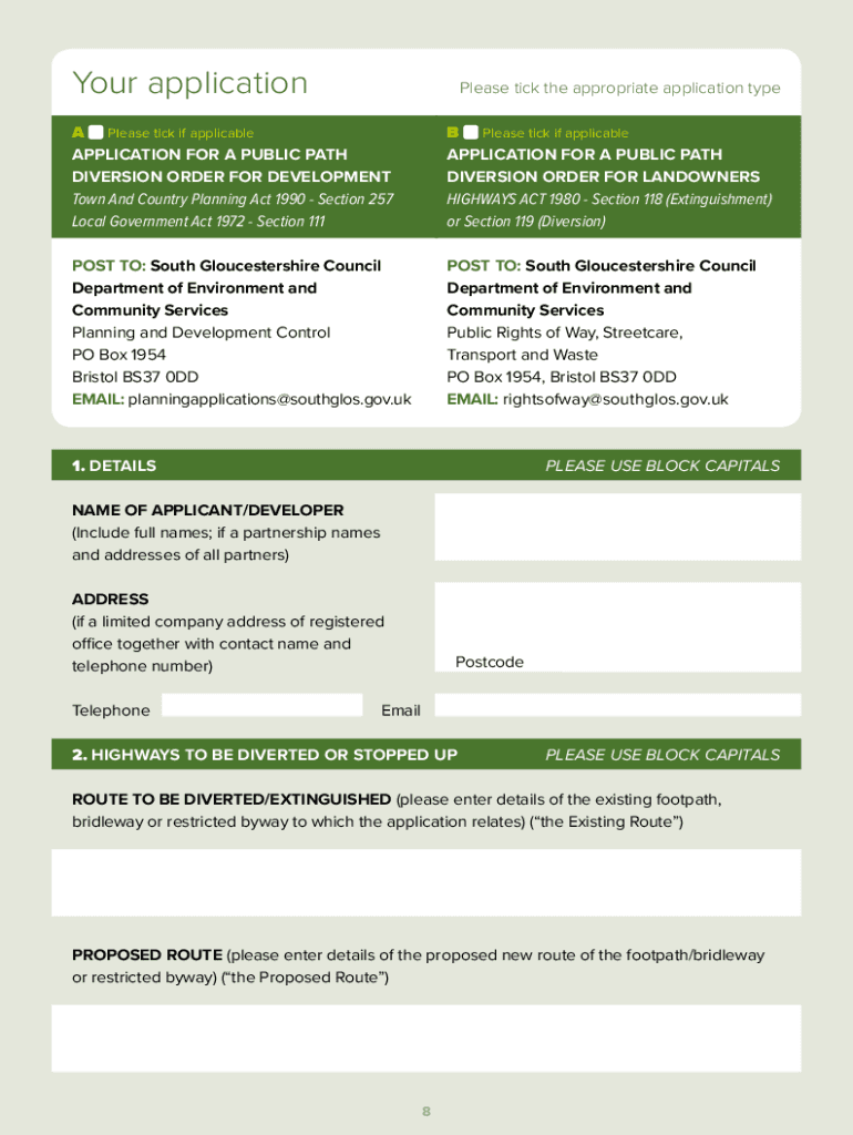 Fillable Online Application & Guidance Pack For Public Path Orders Fax Email Print - pdfFiller