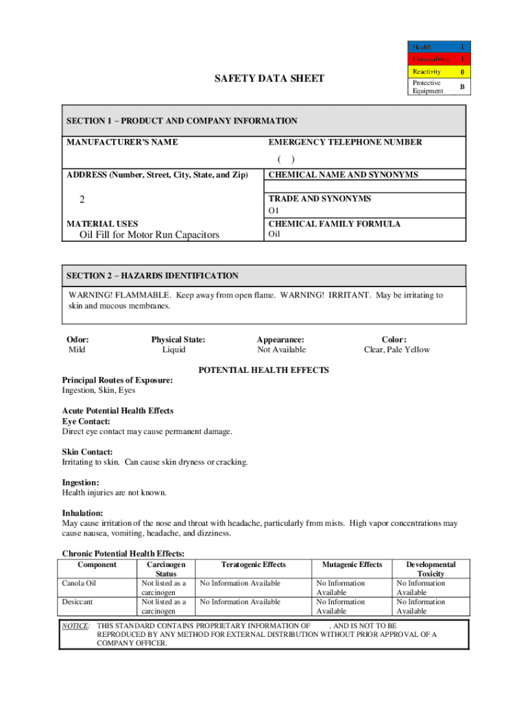 Fillable Online SAFETY DATA SHEET Nueva Generacion Manufacturas S.A de C.V ... Fax Email Print ...