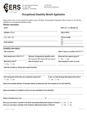 Fillable Online Occupational Disability Packet. Occupational Disability ...
