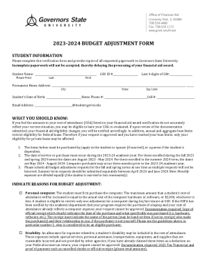Fillable Online 2023-2024 BUDGET ADJUSTMENT FORM Fax Email Print ...
