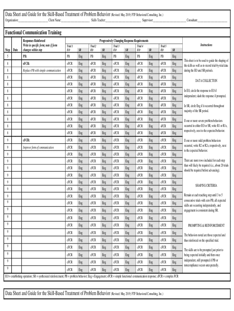 Fillable Online Skill-Based Treatment: Steps and Data Sheets (Revised ...