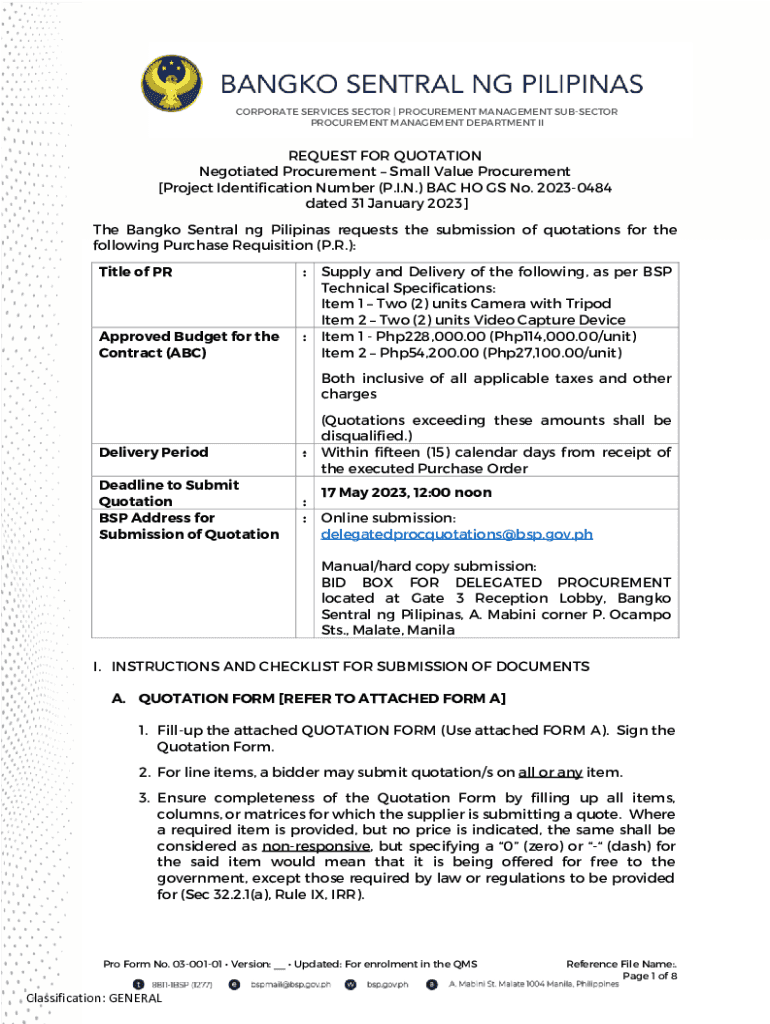 Fillable Online Small Value Procurement Project Identification Number ...