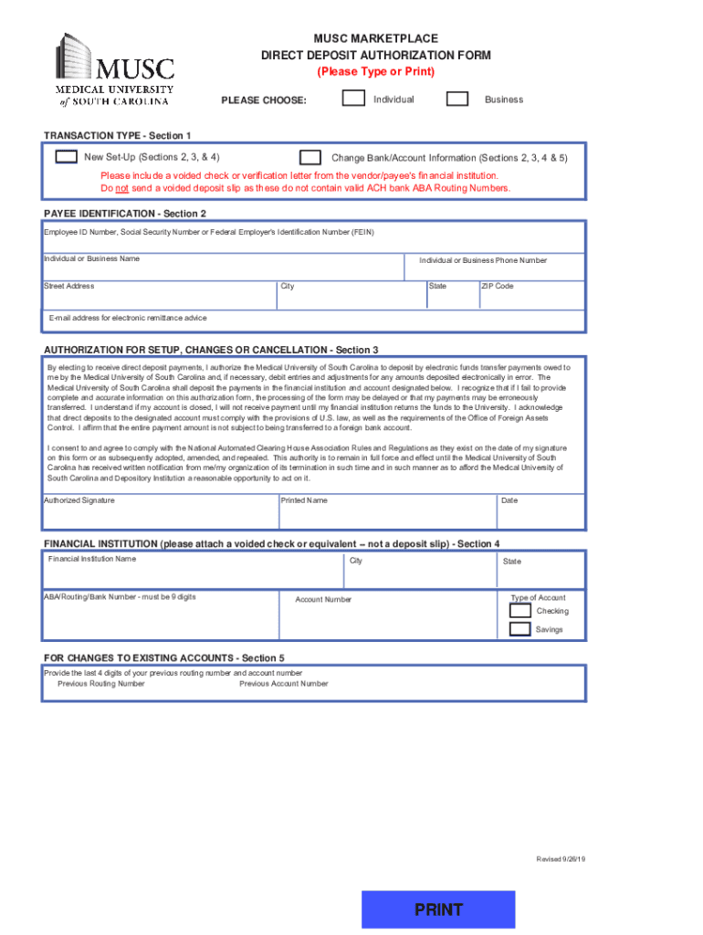Fillable Online Instructions for Vendor Direct Deposit Authorization Form Fax Email Print ...
