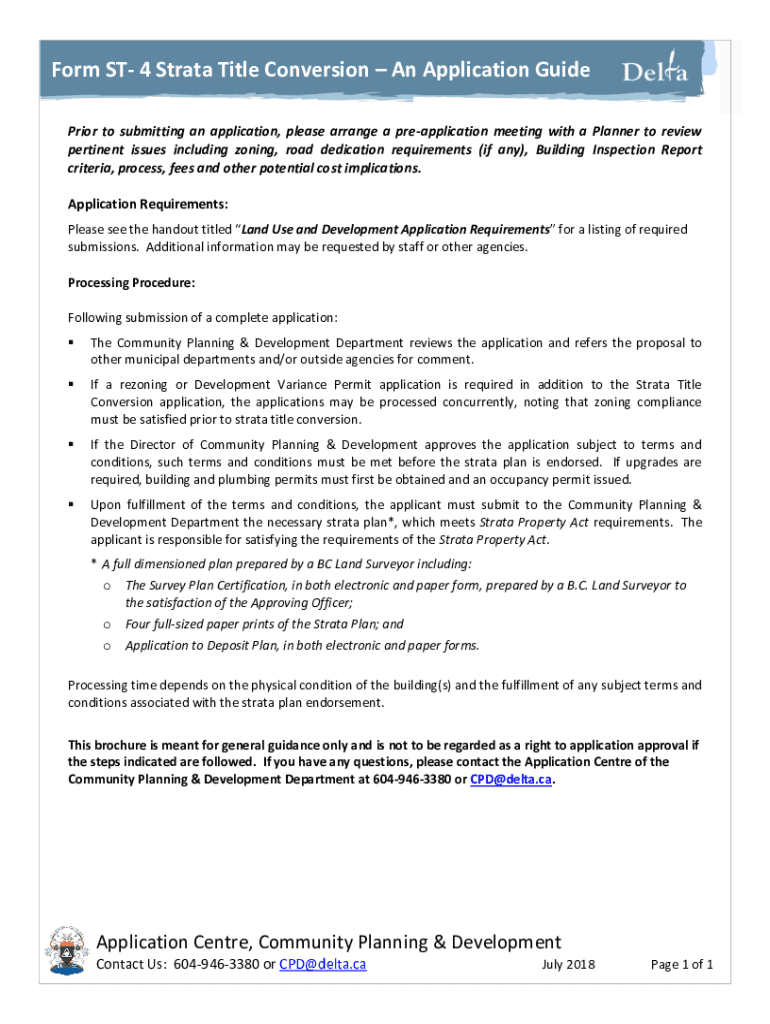 Fillable Online Form ST- 4 Strata Title ConversionAn Application Guide ...