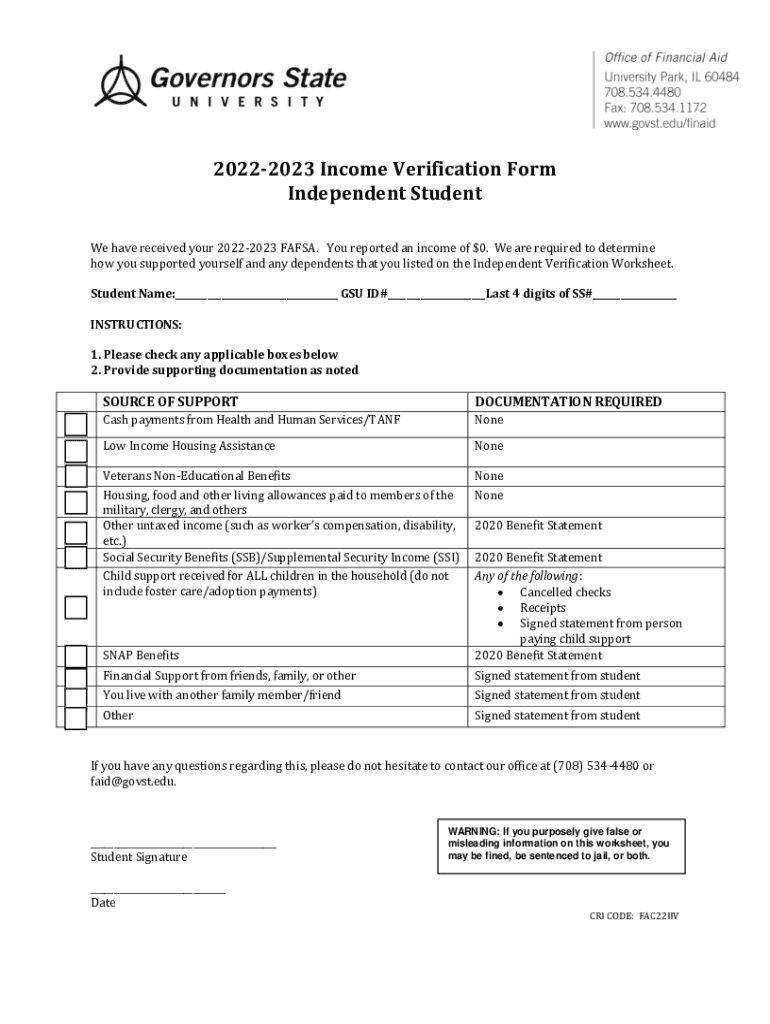 Fillable Online 2022-2023 V1 Verification Worksheet Independent Student Fax Email Print - pdfFiller