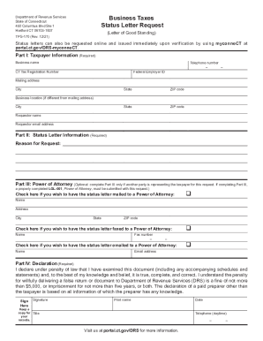 Fillable Online Business Taxes Status Letter Request - CT Department of ...