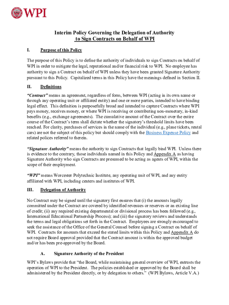 Fillable Online Interim Policy Governing the Delegation of Authority to Sign ... Fax Email Print ...
