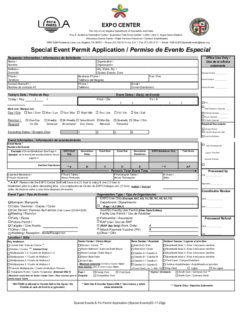 Fillable Online Special Event Permit Application / Permiso de Evento ...
