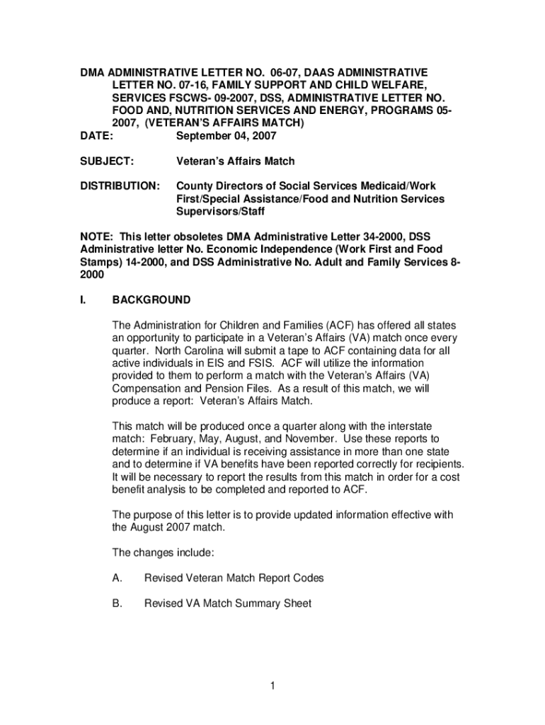 Fillable Online DMA Administrative Letter No. 06-07. Family Support and Child Welfare Services ...