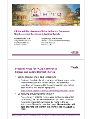 Fillable Online Program Notes for ACDIS Conference Clinical and Coding ...