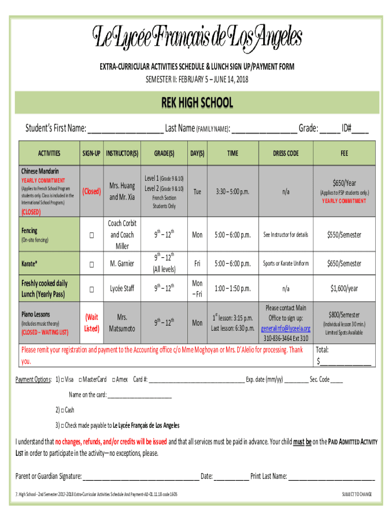 Fillable Online Best Extracurricular Activities for Your Child or Teen Fax Email Print - pdfFiller