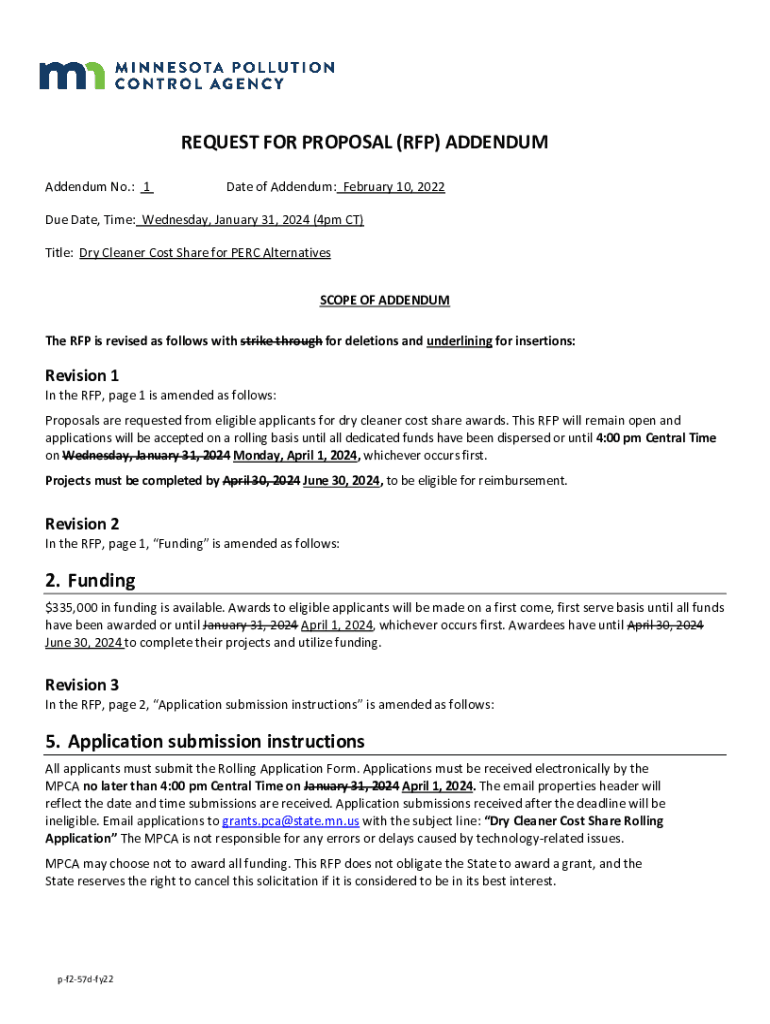 Fillable Online request for proposal (rfp) addendum Fax Email Print ...