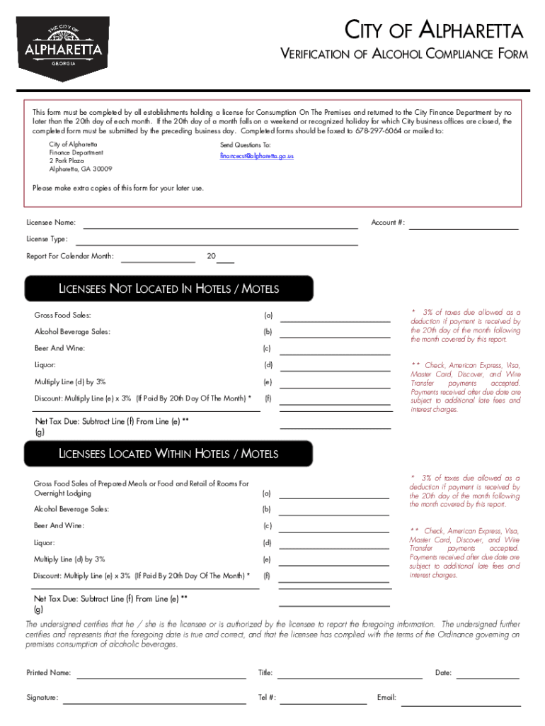 Fillable Online Verification of alcohol compliance form Fax Email Print ...