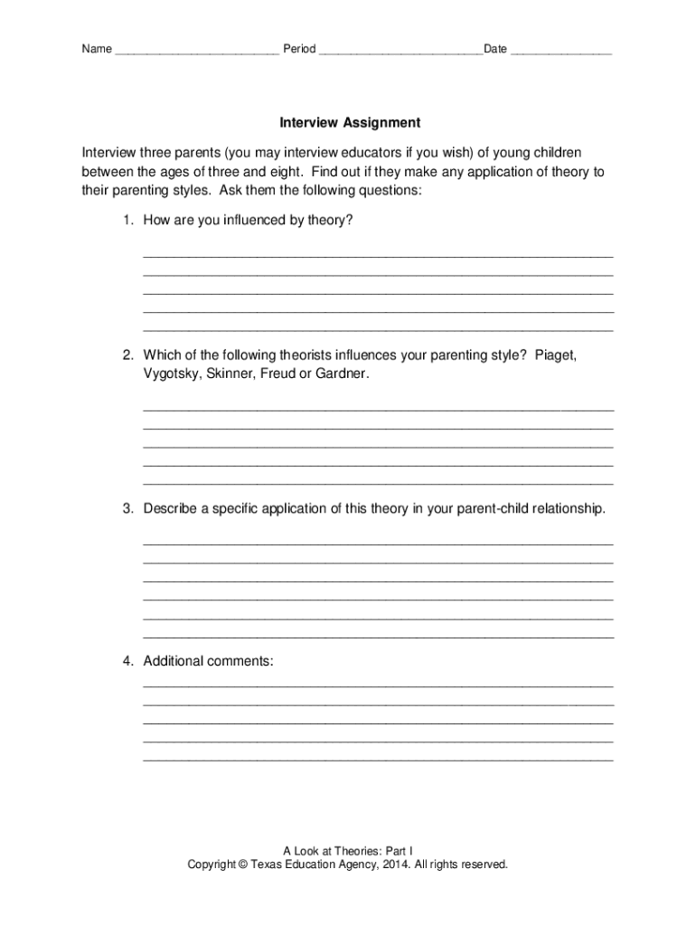 Fillable Online Interview Assignment. Education and Training Fax Email ...