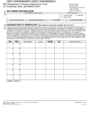 Fillable Online IRA Designation or Change of Beneficiary Form for ...