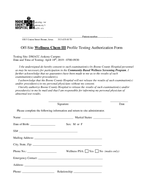 Fillable Online Off-Site Wellness Chem III Profile Testing ...