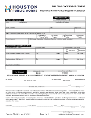 Fillable Online Residential Facility Annual Inspection Application Fax ...