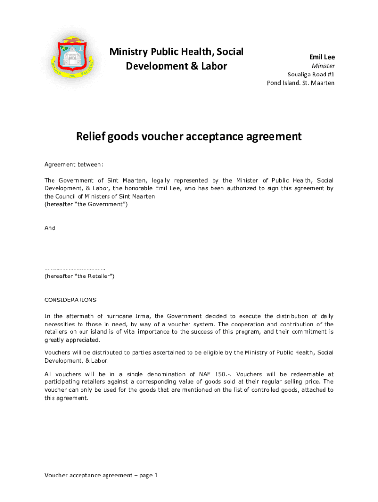 Fillable Online Relief goods voucher acceptance agreement Fax Email ...