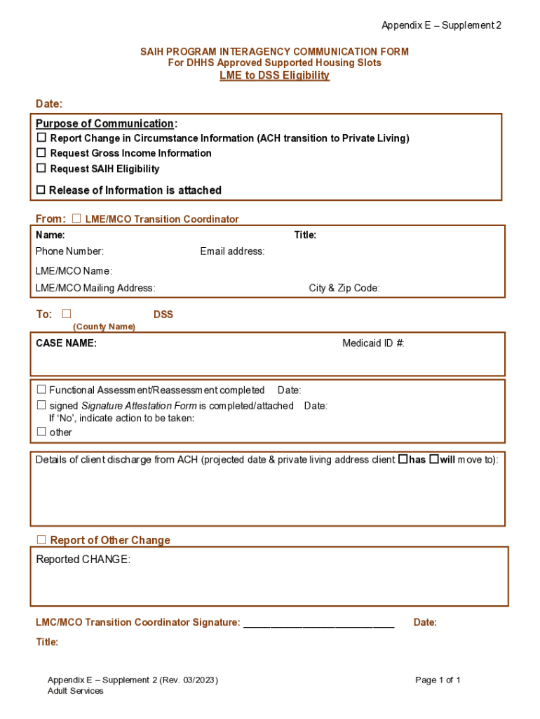 Fillable Online LME to DSS Eligibility Date: Purpose of Communication ...