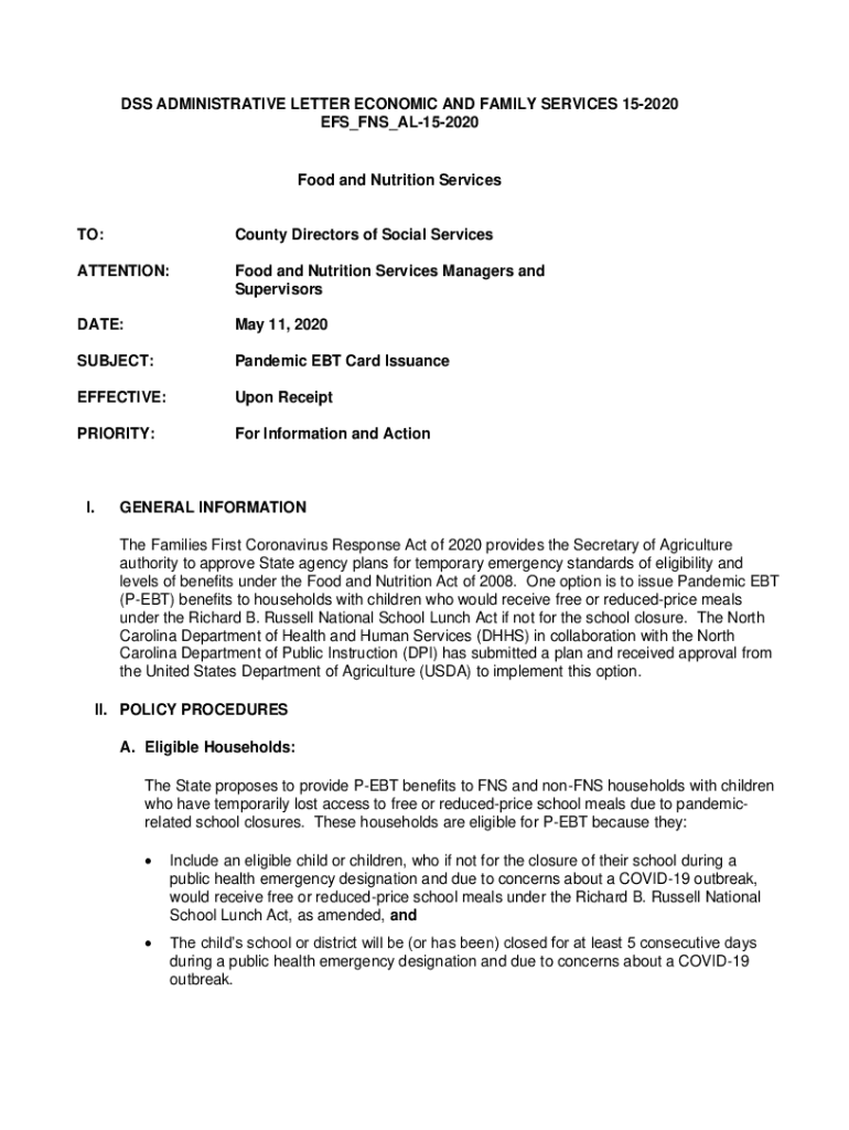 Fillable Online dss administrative letter economic and family services ...