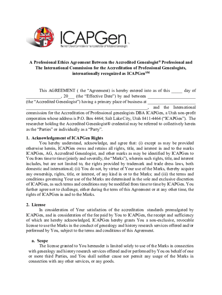 Fillable Online A Professional Ethics Agreement Between the Accredited ...