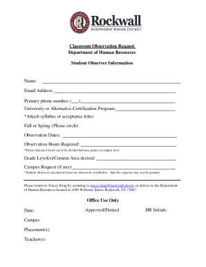 Fillable Online Student Observation Request Form.docx Fax Email Print ...