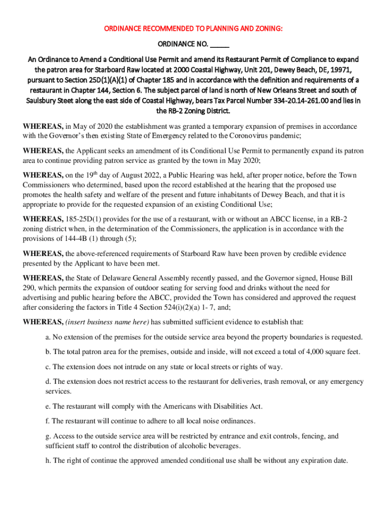 Fillable Online An Ordinance to Amend a Conditional Use Permit and ...