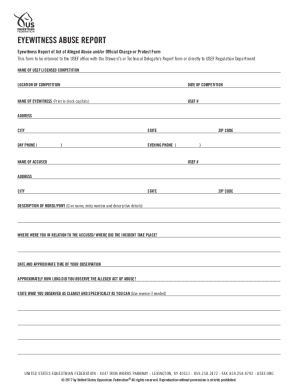 Fillable Online EQUINE EYEWITNESS ABUSE REPORT FORM Fax Email Print ...