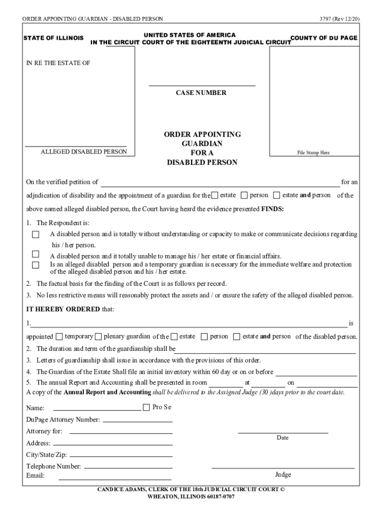 Fillable Online Order Appointing Guardian For A Disabled Person 3797 ...