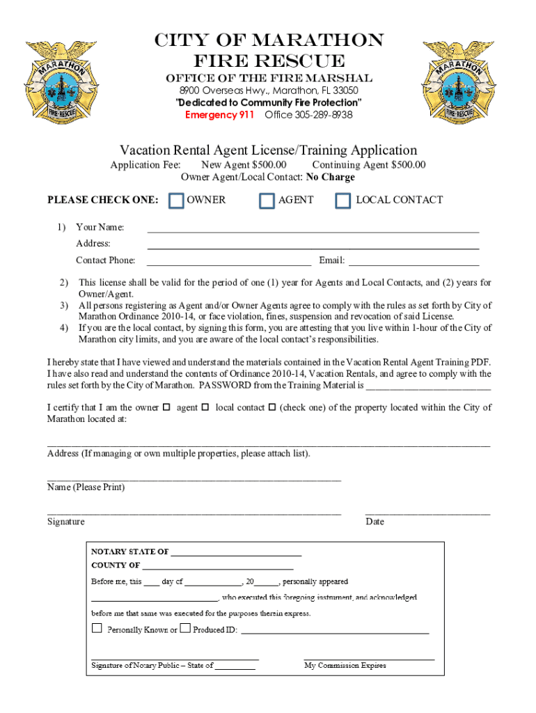 Fillable Online Fire Inspection Checklist - City of Marathon Fax Email ...