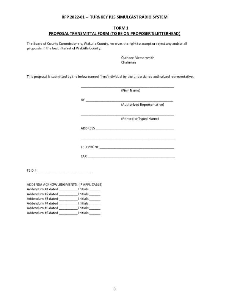 Fillable Online RFP 2022-01 Turnkey P25 Simulcast Radio System Required ...