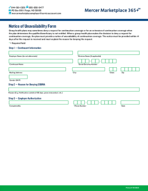 Fillable Online Notice of Unavailability Form Fax Email Print - pdfFiller
