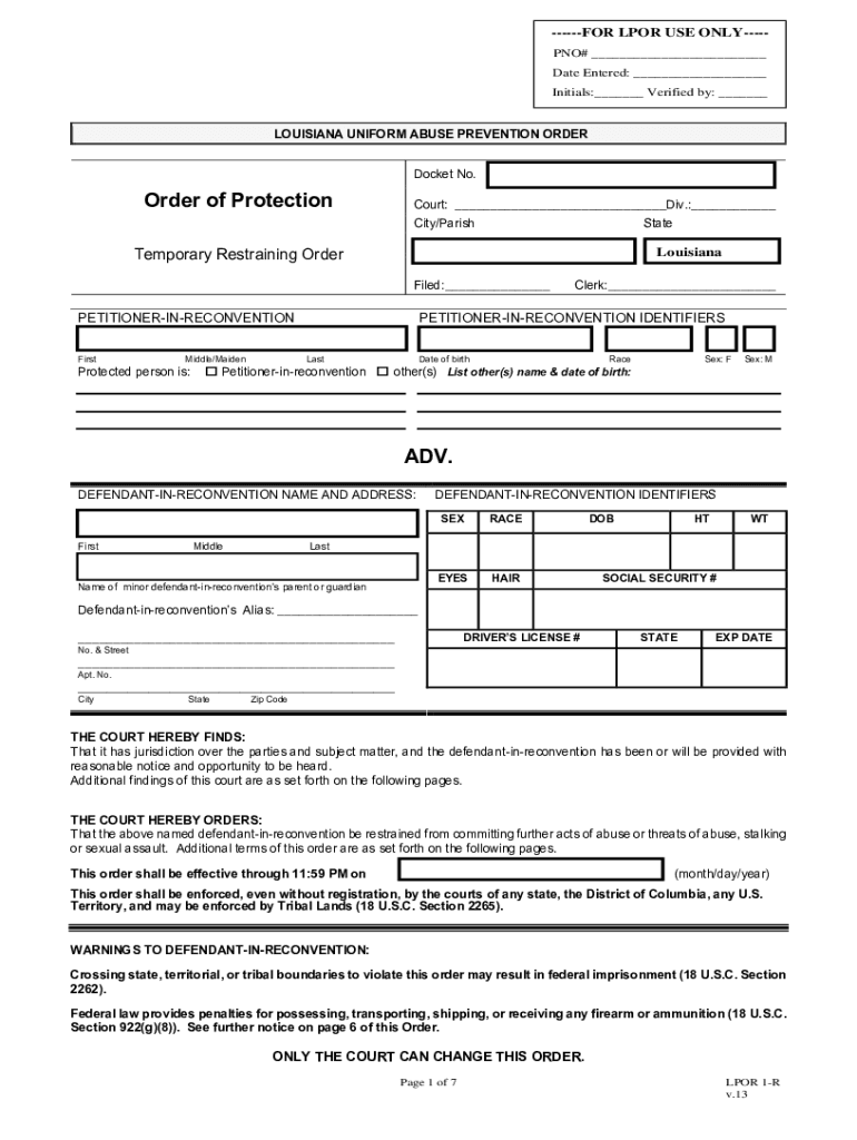 Fillable Online Get the free when to use lpor 13 in louisiana form ...