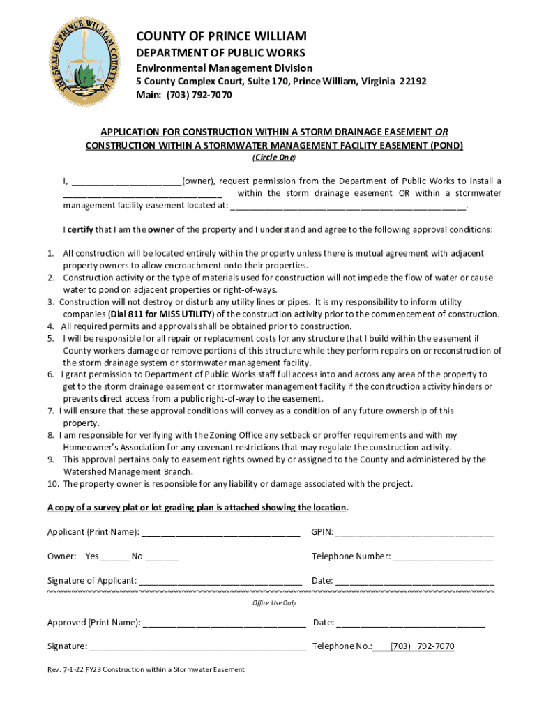 Fillable Online Prince William County, Department of Public Works ...