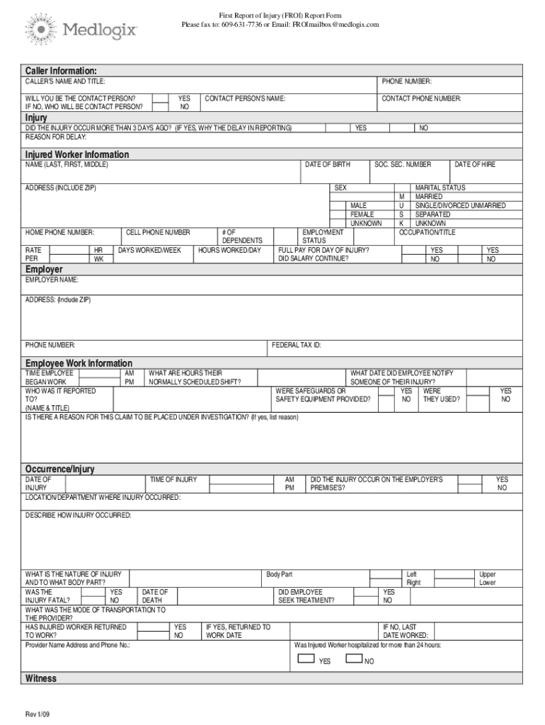Fillable Online First Report of an Injury, Occupational Disease or Death ( ... Fax Email Print ...