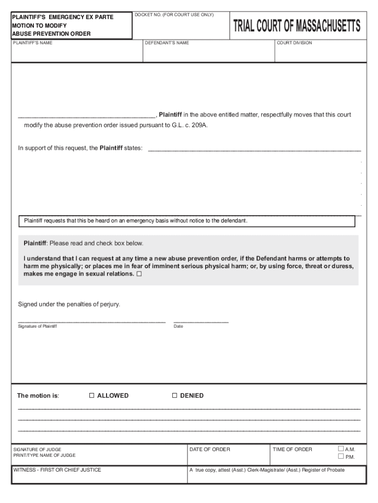 Fillable Online Defendant's Motion to Modify or Terminate Abuse ... Fax Email Print - pdfFiller