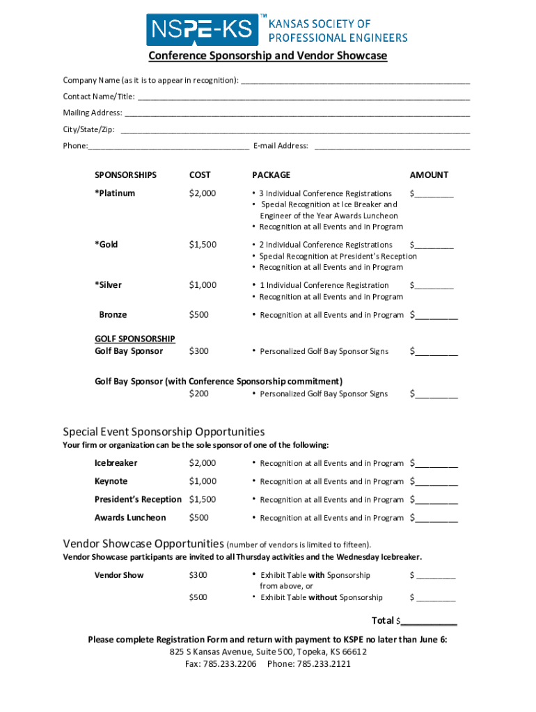 Fillable Online ACFSA Conference Sponsorship Opportunities Fax Email Print - pdfFiller
