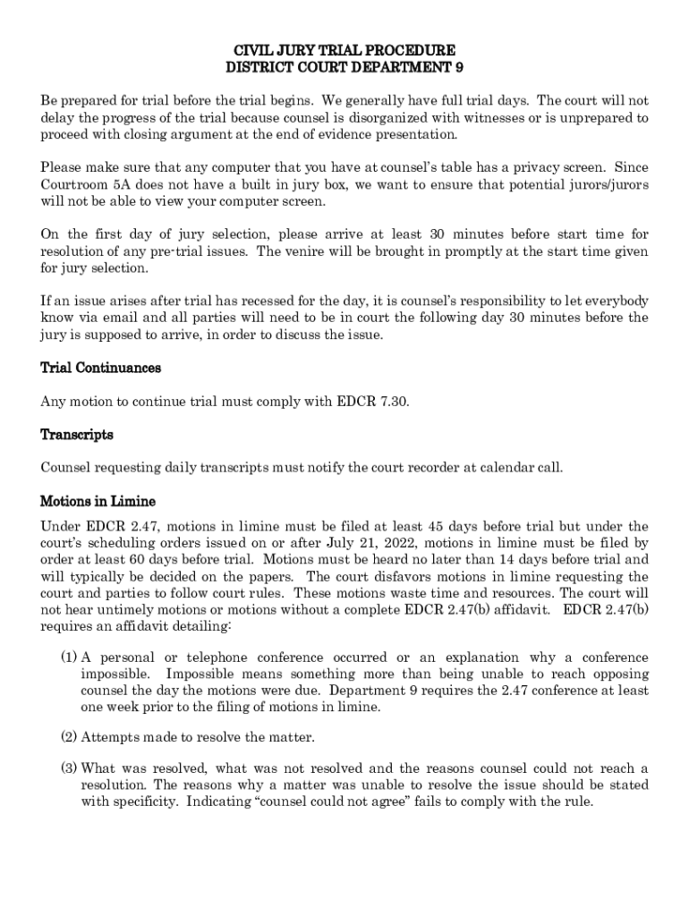 Fillable Online civil jury trial procedure Fax Email Print - pdfFiller