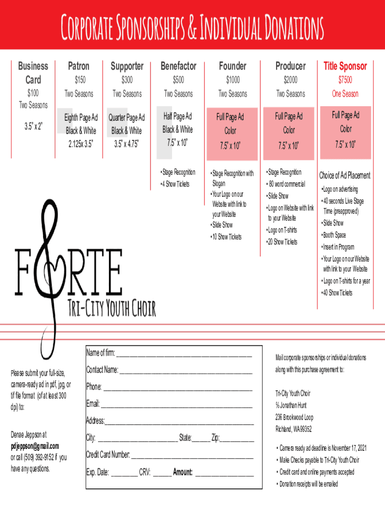 Fillable Online Patron Supporter Benefactor Founder Producer Title ...