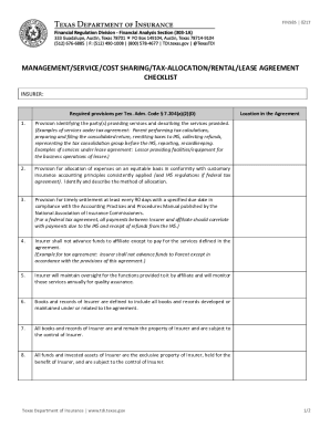 Fillable Online Management, Service Agreement Checklist. Services ...
