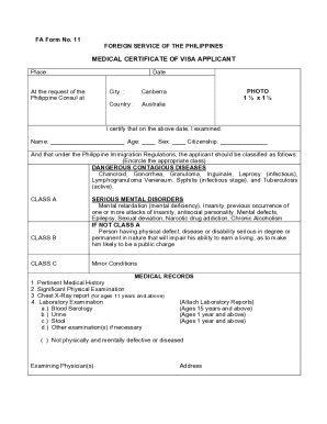 Fillable Online MEDICAL CERTIFICATE OF VISA APPLICANT Fax Email Print ...