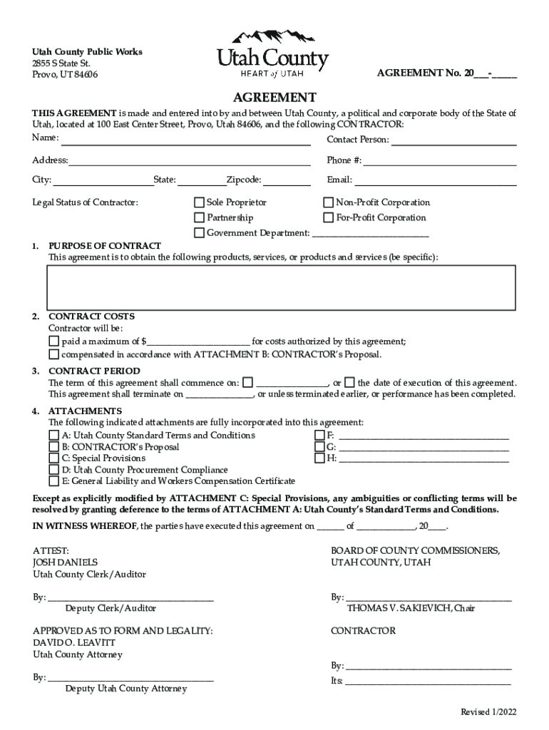 Fillable Online Utah County Public Works, 2855 S State St, Provo, UT ...