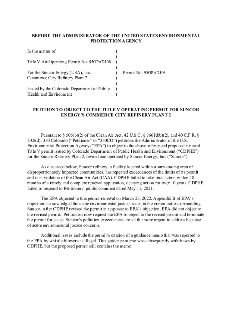 Fillable Online EPA set to approve long overdue air permit for Suncor ...