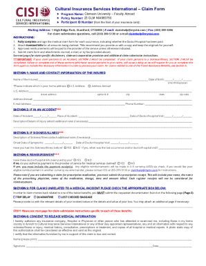 Fillable Online Cultural Insurance Services International (CISI ...