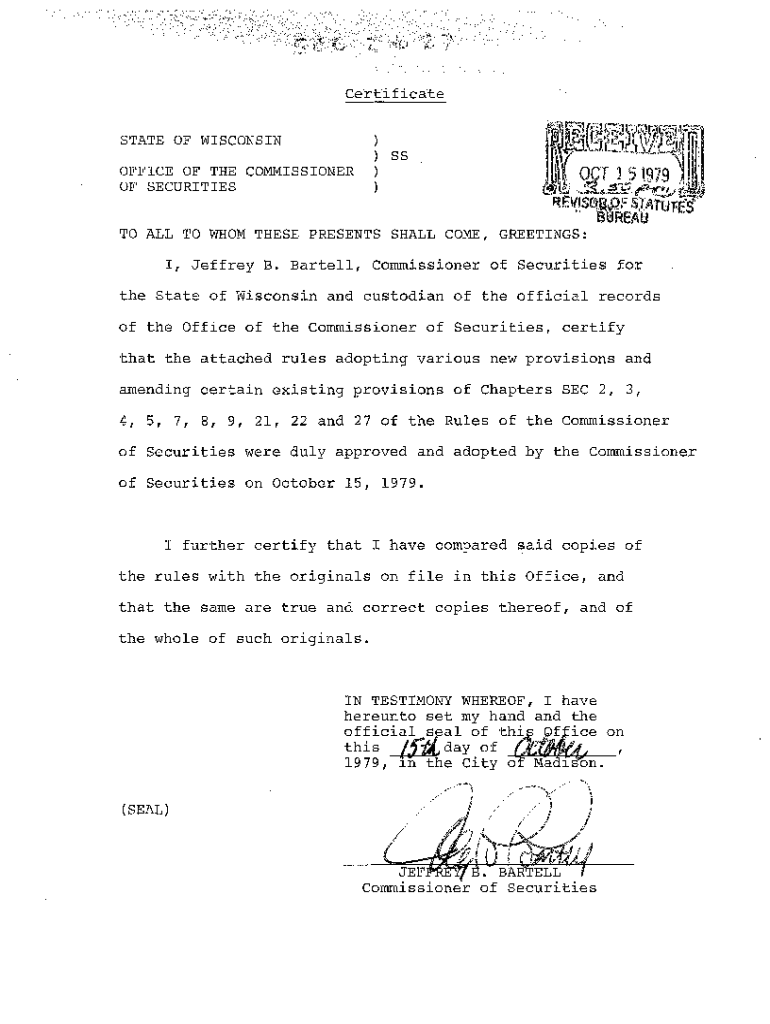 Fillable Online docs legis wisconsin Certificate STATE OF WISCONSIN Fax Email Print - pdfFiller