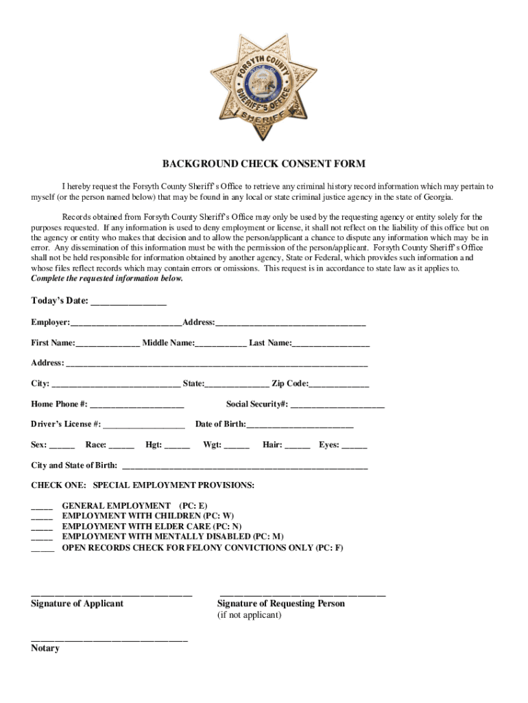 Fillable Online Background Check Consent Form Fax Email Print - pdfFiller
