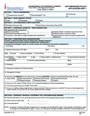 Fillable Online Transamerica Life Insurance Company - Contact Us Fax ...