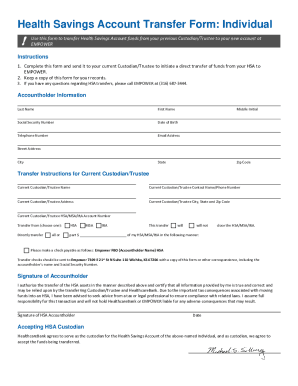 Fillable Online HEALTH SAVINGS ACCOUNT TRANSFER/ROLLOVER ... Fax Email ...