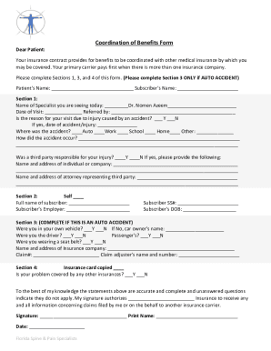 Fillable Online What is Coordination of Benefits & How Does it Work? Fax Email Print - pdfFiller